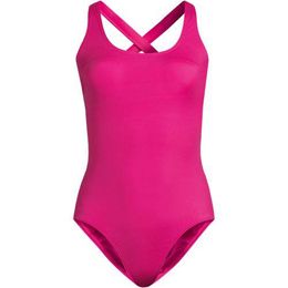 LANDS' END Komfort-Badeanzug mit gekreuzten Tr&auml;gern, hohes Bein, Damen,  Pink, Nylon-Mischung, by Lands' End