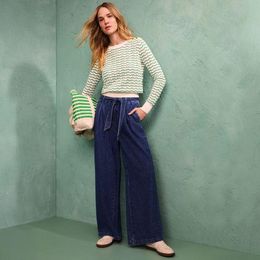 LANDS' END Weite Paperbag-Jeans, Damen,  Blau, Lyocell (Viskose)/Baumwoll-Mischung, by Lands' End