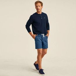 LANDS' END Super-T Langarm-Henleyshirt, Classic Fit, Herren,  Blau, Baumwolle, by Lands' End
