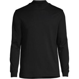 LANDS' END Supima Stehbundshirt, Classic Fit, Herren,  Schwarz, Baumwolle, by Lands' End