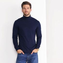 LANDS' END Supima Rollkragenshirt, Classic Fit, Herren,  Blau, Baumwolle, by Lands' End