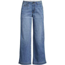 LANDS' END Kn&ouml;chellange Mid Waist Jeans mit weitem Bein, Damen,  Blau, Baumwolle/Elasthan/Polyester, by Lands' End