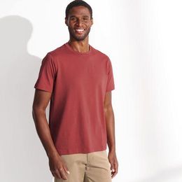 LANDS' END Supima Kurzarm-Shirt mit Rundhalsausschnitt, Herren,  Rot, Baumwolle, by Lands' End