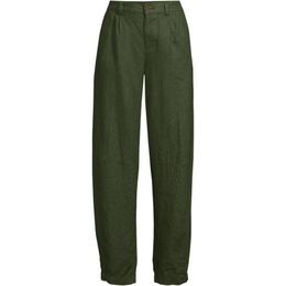 LANDS' END Leinen-Barrelhose mit Bundfalten, Damen,  Gr&uuml;n, Leinen, by Lands' End