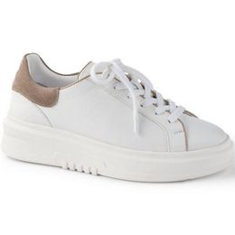 LANDS' END Plateau-Sneakers aus Leder, Damen,  Weiß, Leder, by Lands' End