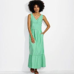 LANDS' END Maxikleid aus Baumwolle/Modal-Mix mit V-Ausschnitt, Damen,  Grün, Elasthan/Baumwoll-Mischung/Baumwolle Modal, by Lands' End