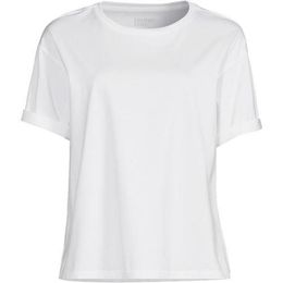 LANDS' END Supima® Shirt mit kurzen Rollärmeln, Damen,  Weiß, Baumwolle, by Lands' End
