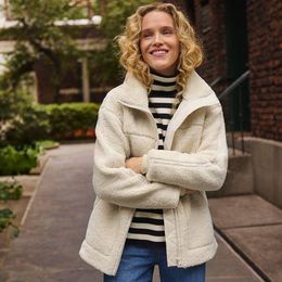 LANDS' END Teddyjacke, Damen,  Weiß, Polyester, by Lands' End