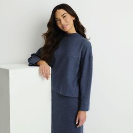 LANDS' END Softes Sweatshirt mit Stehkragen, Damen,  Blau, Baumwolle/Polyester/Baumwoll-Mischung, by Lands' End