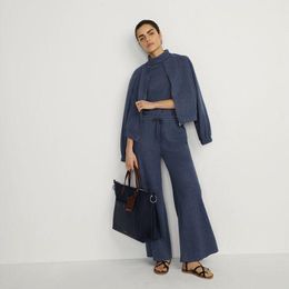 LANDS' END Softe Jerseyhose mit weitem Bein, Damen,  Blau, Baumwolle/Polyester/Baumwoll-Mischung, by Lands' End