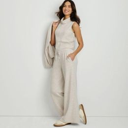 LANDS' END Softe Jerseyhose mit weitem Bein, Damen,  Beige, Baumwolle/Polyester/Baumwoll-Mischung, by Lands' End