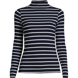 LANDS' END Softes Stehbund-Shirt, Damen,  Blau, Elasthan/Viskose/Viskose-Mischung, by Lands' End