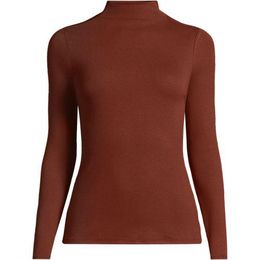 LANDS' END Softes Stehbund-Shirt, Damen,  Braun, Elasthan/Viskose/Viskose-Mischung, by Lands' End