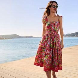 LANDS' END Musselin-Midikleid Gemustert, Damen,  Orange, Baumwolle, by Lands' End