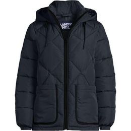 LANDS' END Isolierte Kapuzen-Steppjacke, Damen,  Grau, Polyester, by Lands' End