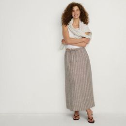 LANDS' END Leinen-Midirock, Damen,  Beige, by Lands' End