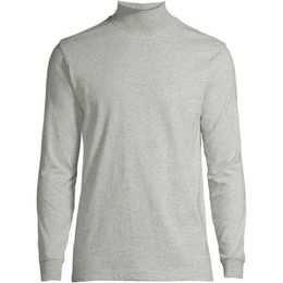LANDS' END Super-T Stehbundshirt, Classic Fit, Herren,  Grau, Baumwolle, by Lands' End