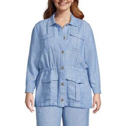 LANDS' END Hemdjacke aus Leinen, Damen,  Blau, Leinen, by Lands' End