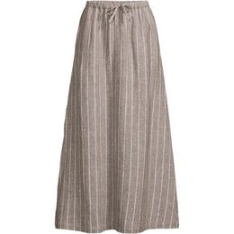 LANDS' END Leinen-Midirock, Damen,  Beige, Leinen, by Lands' End