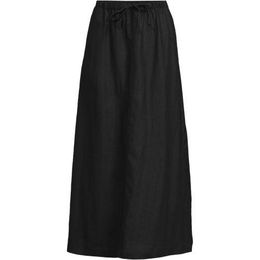 LANDS' END Leinen-Midirock, Damen,  Schwarz, Leinen, by Lands' End