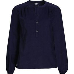 LANDS' END Feincord-Bluse mit Raffungen, Damen,  Blau, Baumwolle, by Lands' End