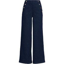 LANDS' END Soft Denim Matrosenjeans mit extraweitem Bein High Waist, Damen,  Blau, Elasthan/Polyester-Mischung, by Lands' End