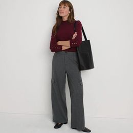 LANDS' END Cargohose aus weichem Twill, Damen,  Grau, Viskose/Polyester-Mischung, by Lands' End