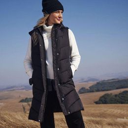 LANDS' END Lange Steppweste, Damen,  Schwarz, by Lands' End