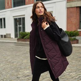 LANDS' END Lange Steppweste, Damen,  Rot, by Lands' End