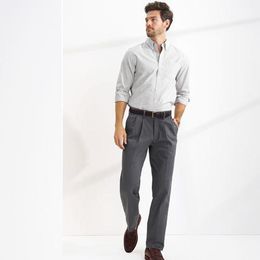 LANDS' END CLASSIC COMFORT. B&uuml;gelleichte Chino mit Bundfalten, Herren,  Grau, Baumwolle, by Lands' End