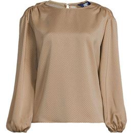 LANDS' END Satin Langarm-Bluse, Damen,  Beige, Polyester-Mischung, by Lands' End