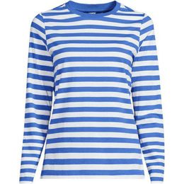 LANDS' END Lang&auml;rmeliges Supima-Shirt mit Rundausschnitt, Damen,  Blau, by Lands' End