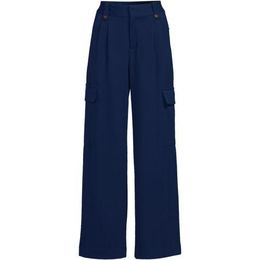 LANDS' END Cargo-Bundfaltenhose mit weitem Bein, Damen,  Blau, Elasthan/Viskose/Viskose-Mischung, by Lands' End