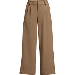 LANDS' END Leichte 7/8-Bundfaltenhose aus Viskosemix, Damen,  Beige, Elasthan/Viskose/Viskose-Mischung, by Lands' End