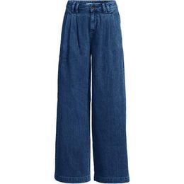 LANDS' END Leichte Bundfalten-Jeans mit weitem Bein, Damen,  Blau, Baumwolle, by Lands' End