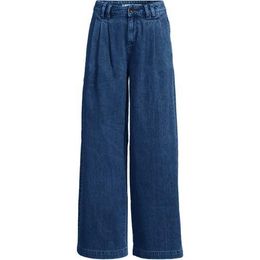 LANDS' END Leichte Bundfalten-Jeans mit weitem Bein, Damen,  Blau, Baumwolle, by Lands' End
