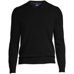 LANDS' END Kaschmirpullover mit V-Ausschnitt, Herren,  Schwarz, Kaschmir, by Lands' End