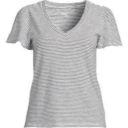 LANDS' END Shirt mit kurzen Flatterärmeln und V-Ausschnitt, Damen,  Weiß, Baumwolle, by Lands' End