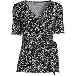 LANDS' END Shirt in Wickel-Optik, Damen,  Schwarz, by Lands' End