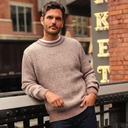 LANDS' END Rippstrick-Pullover, Herren,  Beige, Wolle/Polyester/Polyacryl, by Lands' End