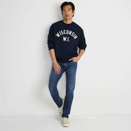 LANDS' END Sweatshirt mit Schriftzug, Herren,  Blau, Baumwolle/Polyester, by Lands' End