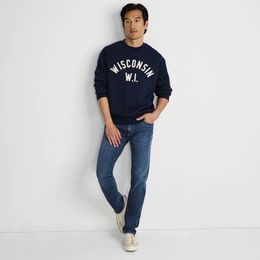 LANDS' END Sweatshirt mit Schriftzug, Herren,  Blau, Baumwolle/Polyester, by Lands' End