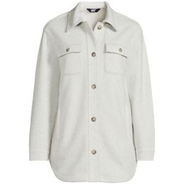 LANDS' END Luxe Fleece-Hemdjacke, Damen,  Grau, Polyester, by Lands' End