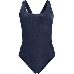 LANDS' END Glitzer-Komfort-Badeanzug mit gekreuzten Tr&auml;gern, hohes Bein, Damen,  Blau, Elasthan/Nylon-Mischung, by Lands' End
