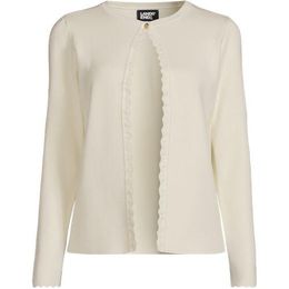 LANDS' END Cardigan mit Muschelrand, Damen,  Wei&szlig;, Viskose/Viskose-Mischung/Polyester-Mischung, by Lands' End
