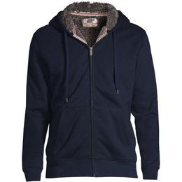 LANDS' END Sweat-Kapuzenjacke mit Teddyfleece-Innenseite, Herren,  Blau, Elasthan/Baumwoll-Mischung, by Lands' End