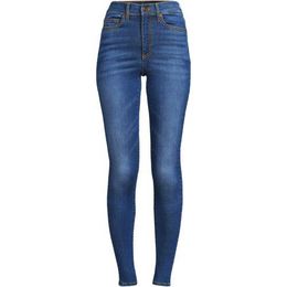 LANDS' END Skinny Fit Jeans High Waist, Damen,  Blau, Baumwoll-Mischung, by Lands' End