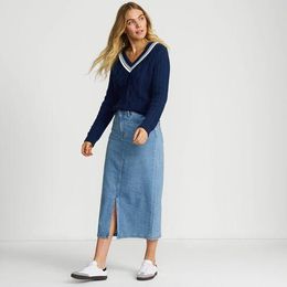 LANDS' END Soft Denim Bleistift-Midirock, Damen,  Blau, Elasthan/Baumwoll-Mischung, by Lands' End