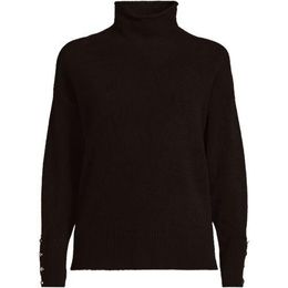LANDS' END Softer Stehkragenpullover mit Ärmelknöpfen, Damen,  Braun, Polyacryl/Woll-Mischung/Nylon-Mischung, by Lands' End