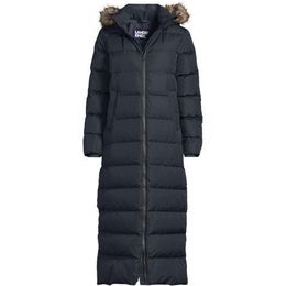 LANDS' END Maxi-Daunenmantel mit Kapuze, Damen,  Grau, Polyester, by Lands' End